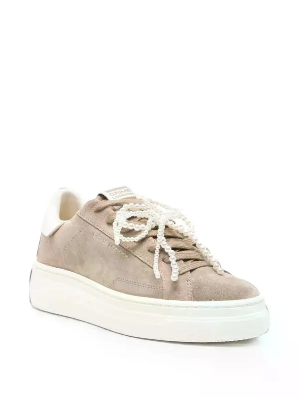 CRIME LONDON Elevate Pearl-embellished Suede Sneakers
