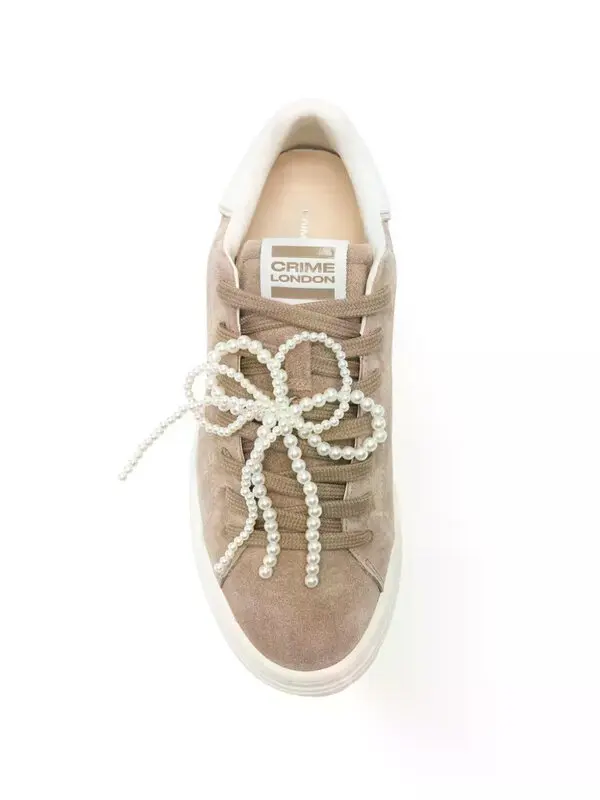 CRIME LONDON Elevate Pearl-embellished Suede Sneakers