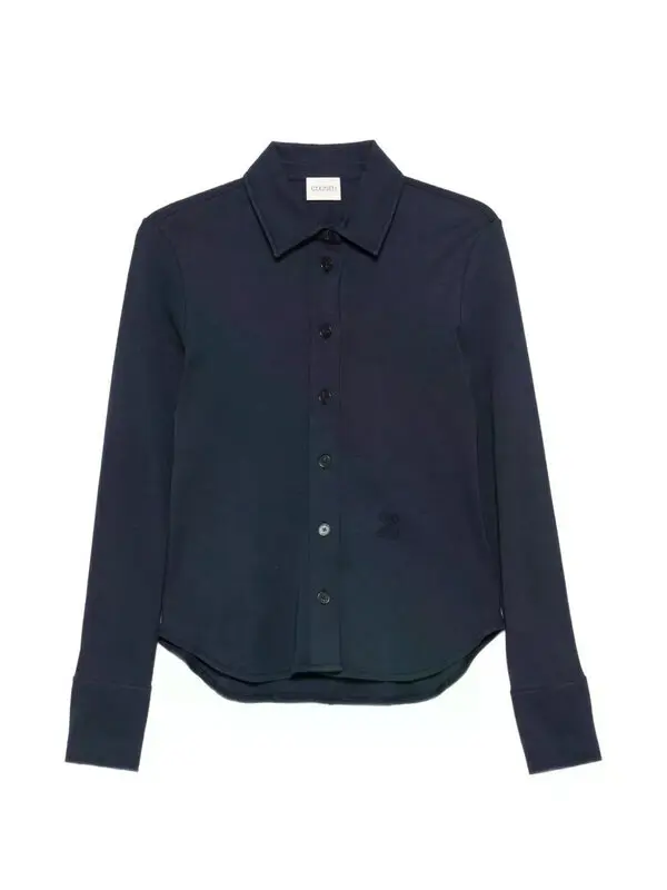 Closed Logo-embroidered Curved-hem Shirt - Blue