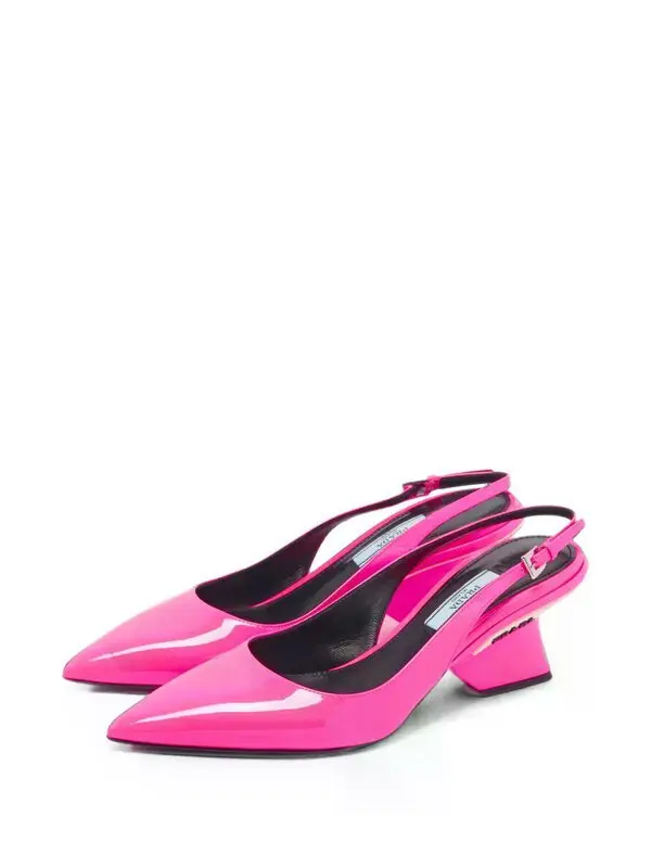 Prada Geometric Block-heel Slingback Pumps - Pink