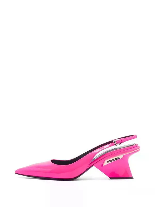Prada Geometric Block Heel Slingback Pumps - Pink