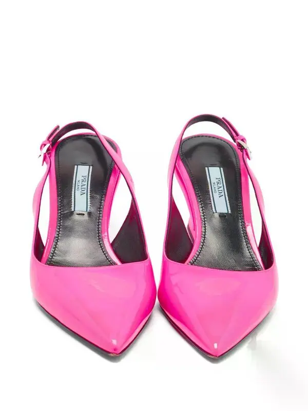 Prada Geometric Block Heel Slingback Pumps
