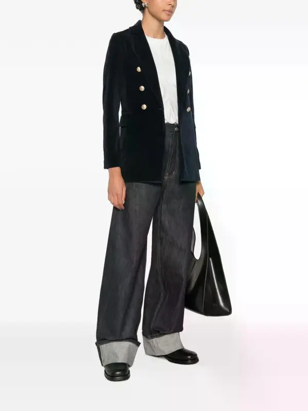 CIRCOLO 1901 Double-breasted Velvet Jacket - Blue