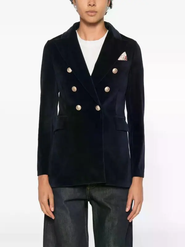 CIRCOLO 1901 Double-breasted Velvet Jacket - Blue