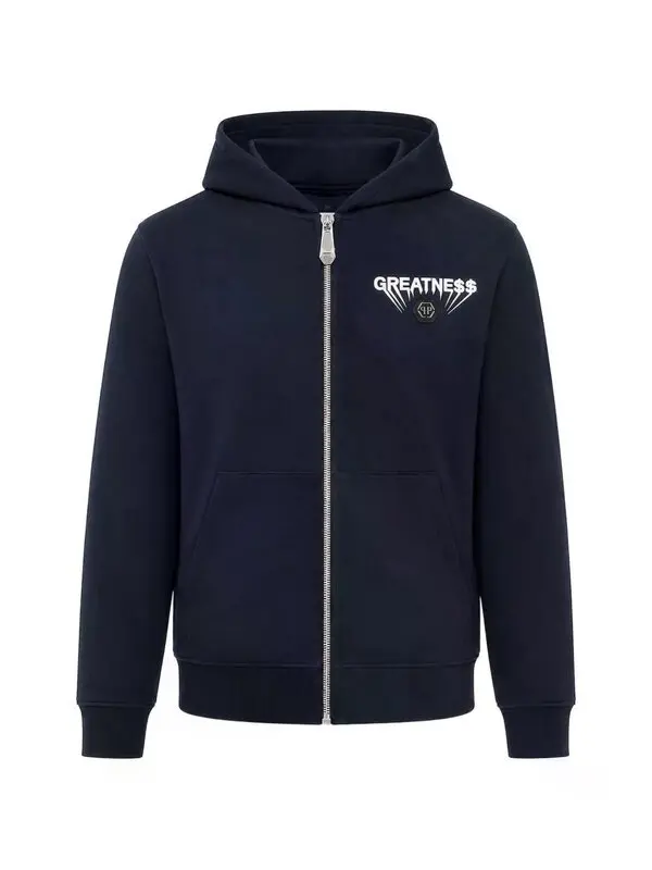 Philipp Plein Fleece Zip Hoodie - Blue