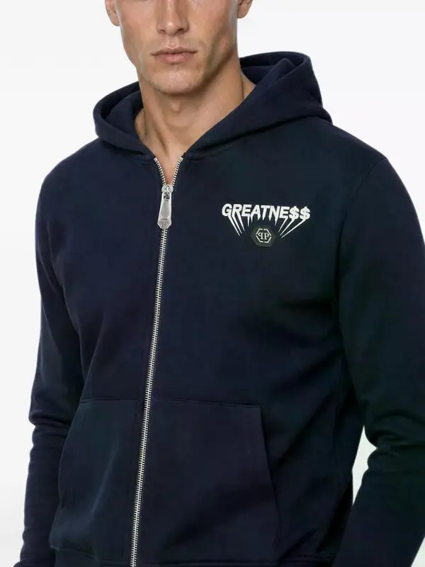 Philipp Plein Fleece Zip Hoodie - Blue