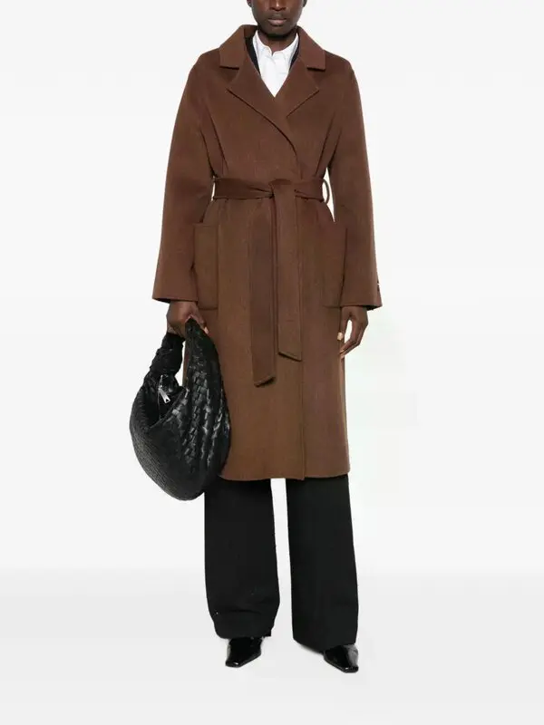 ERMANNO FIRENZE Belted Notch-lapel Coat - Brown