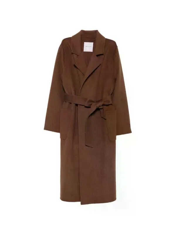 ERMANNO FIRENZE Belted Notch-lapel Coat - Brown