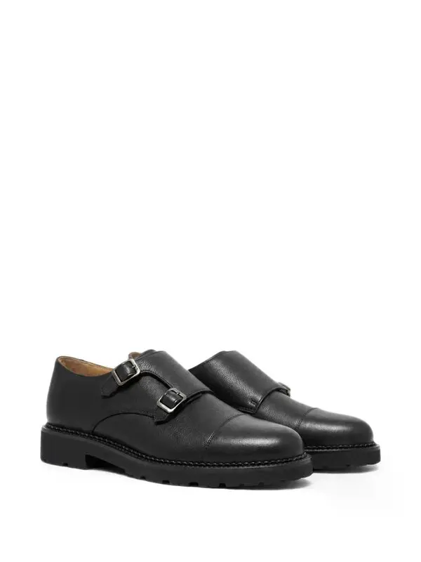 SCAROSSO Oswald Grain-leather Monk Shoes - Black