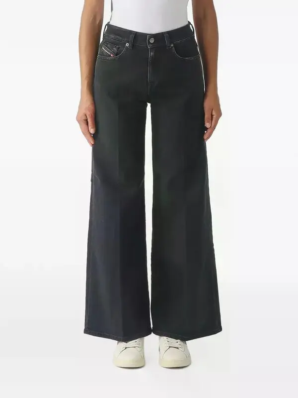 DIESEL® Logo-patch Wide-leg Jeans - Black