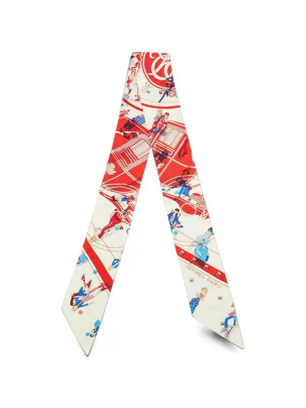 Hermès Ex-libris Les Parisiennes Twilly Scarf - Neutrals