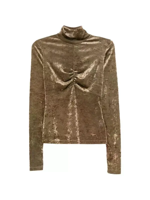Just Cavalli Ruched Velvet-effect T-shirt - Brown