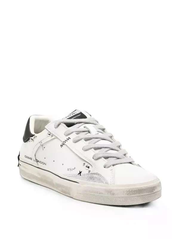 CRIME LONDON Deconstructed Stud-embellished Leather Sneakers