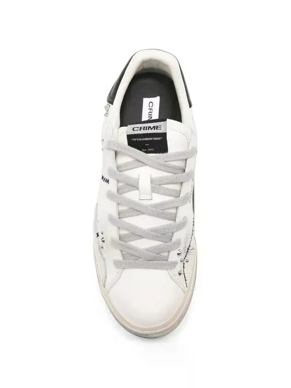CRIME LONDON Deconstructed Stud-embellished Leather Sneakers