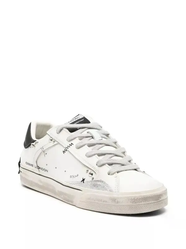 CRIME LONDON Deconstructed Stud-embellished Leather Sneakers