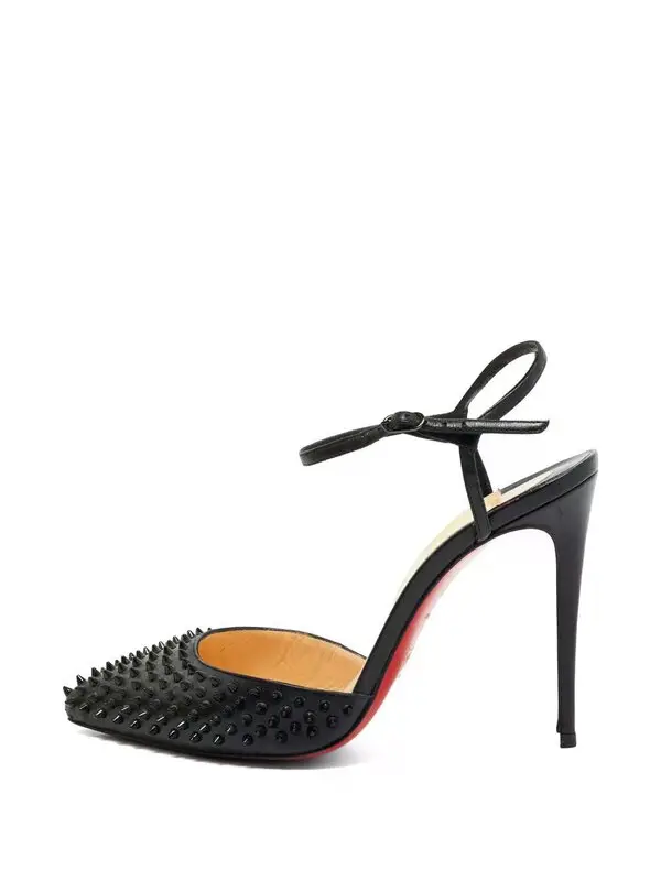 CHRISTIAN LOUBOUTIN Leather Spiked Ankle-strap Stiletto Pumps - Black