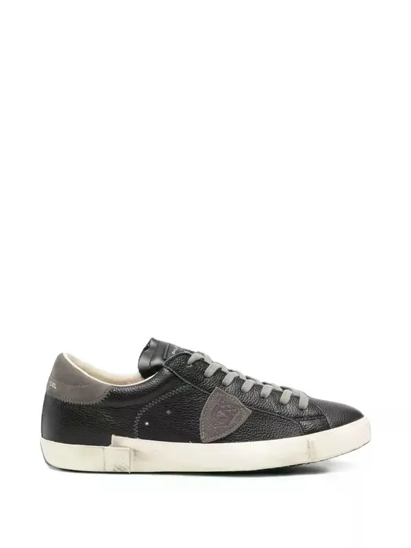Philippe Model Prsx Logo-patch Leather Sneakers - Black