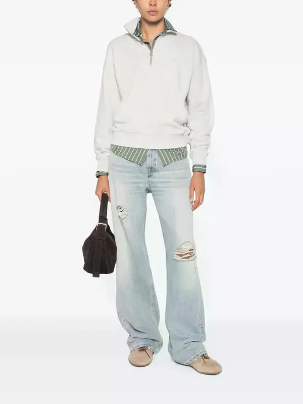 Maison Kitsuné Quarter-zip Fox-patch Sweatshirt - Grey
