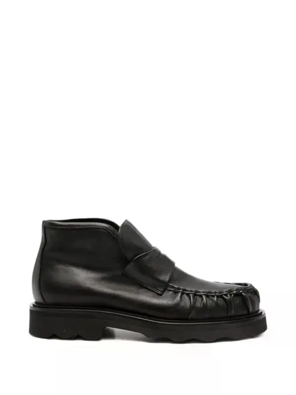 POMME D´OR Ruched Leather Ankle Boots