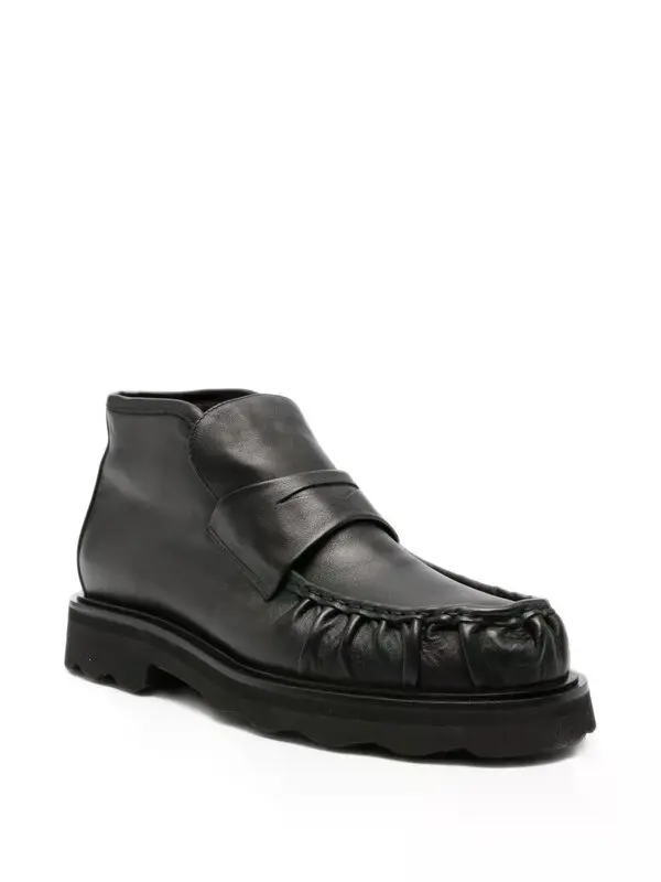 POMME D´OR Ruched Leather Ankle Boots