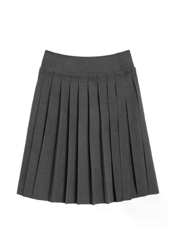 AMI Paris Midi Pleated Wool Skirt - Grey