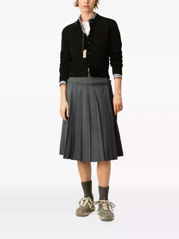 AMI Paris Midi Pleated Wool Skirt