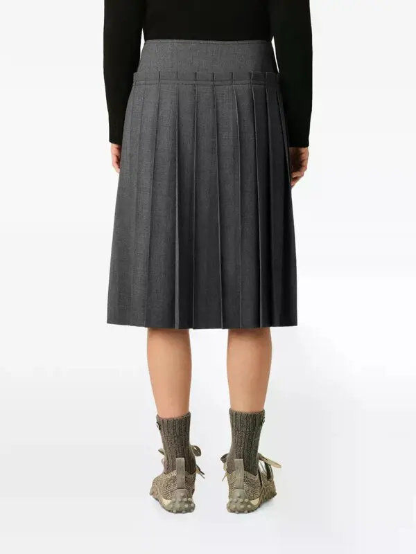 AMI Paris Midi Pleated Wool Skirt