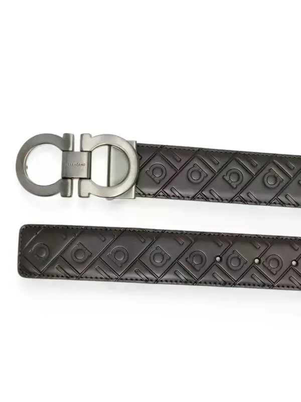 FERRAGAMO Gancini Monogram-embossed Belt - Brown