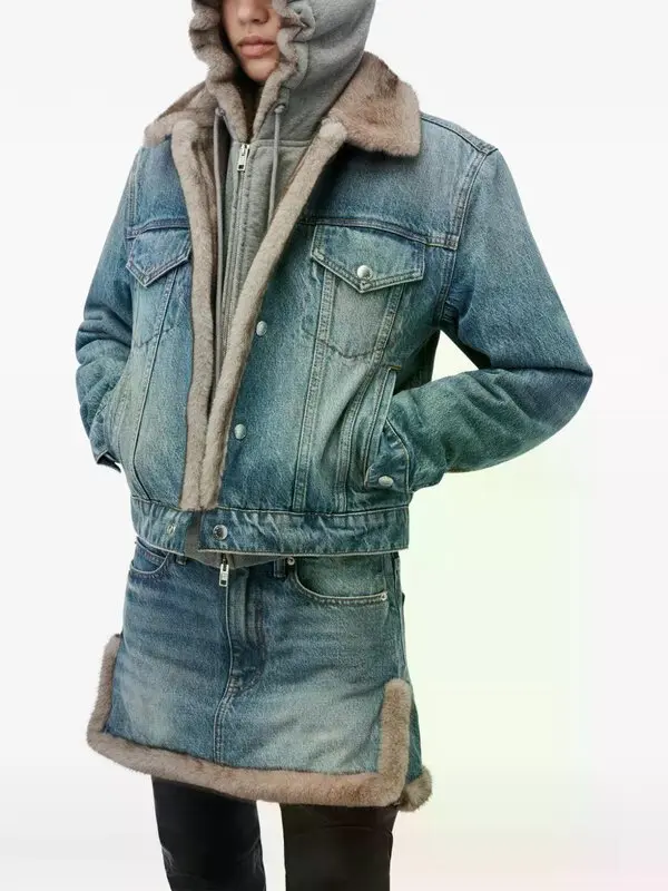 Alexander Wang Denim Jacket With Faux Mink Lining
