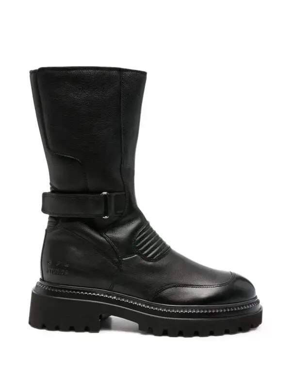 SUMMERY COPENHAGEN Buckled Chunky-sole Boots - Black
