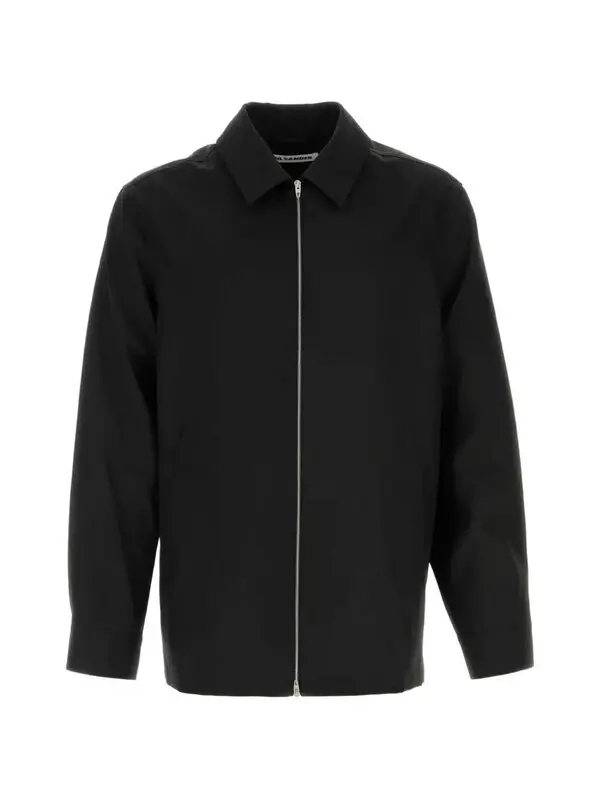 JIL SANDER Zip-up Wool Shirt - Black