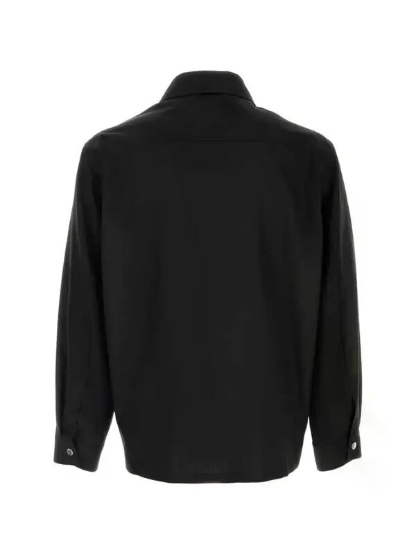JIL SANDER Zip-up Wool Shirt - Black