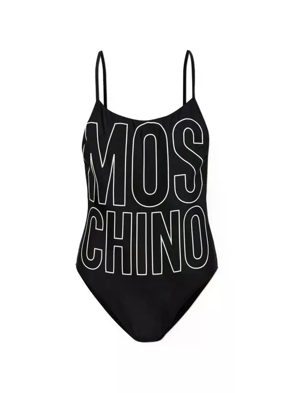 Moschino Print Scoop Neck One-piece Swimsuit - Black