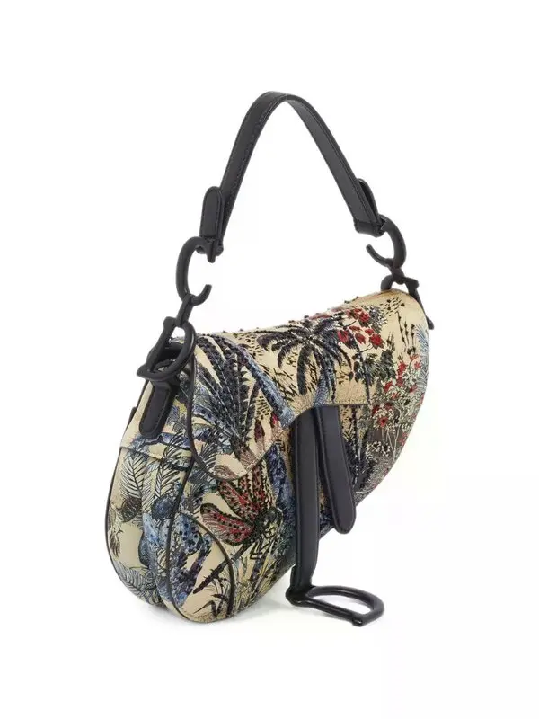Dior 2019 Mini Saddle Beaded Toile De Jouy Tote Bag - Neutrals