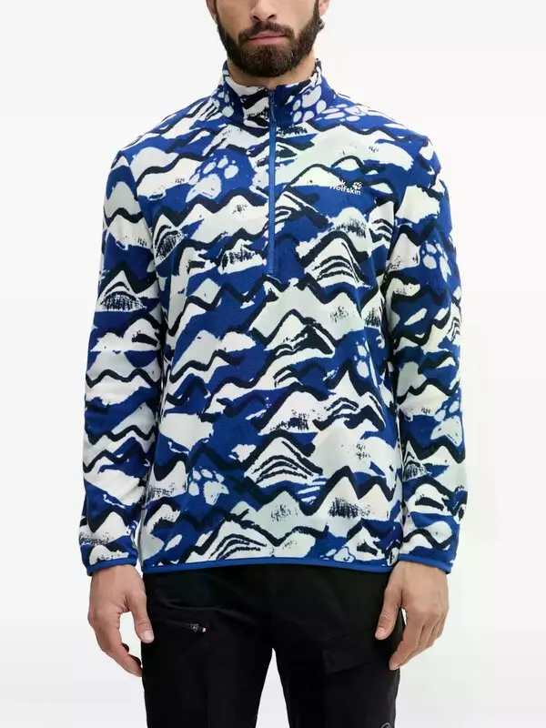 JACK WOLFSKIN Paw Era 100 Print Hz Quarter-zip Sweater - Blue