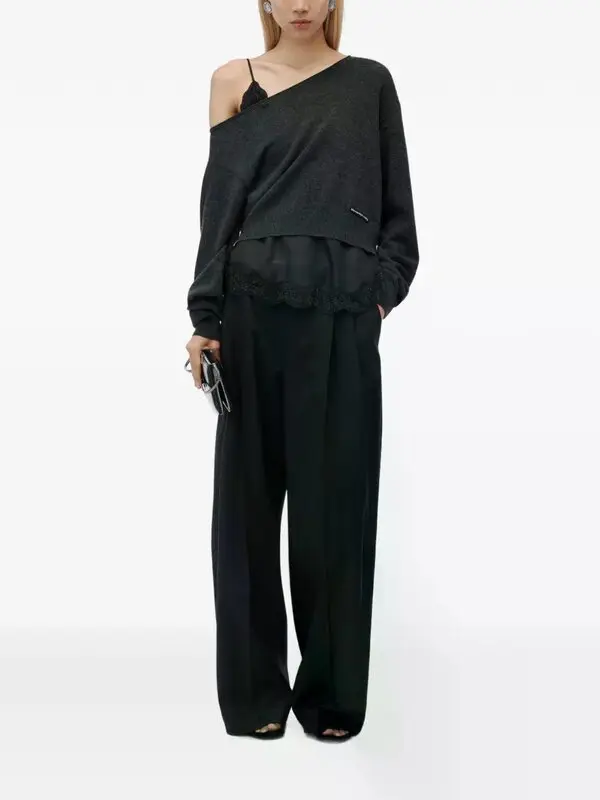 Alexander Wang Off-shoulder Lace-trim Sweater