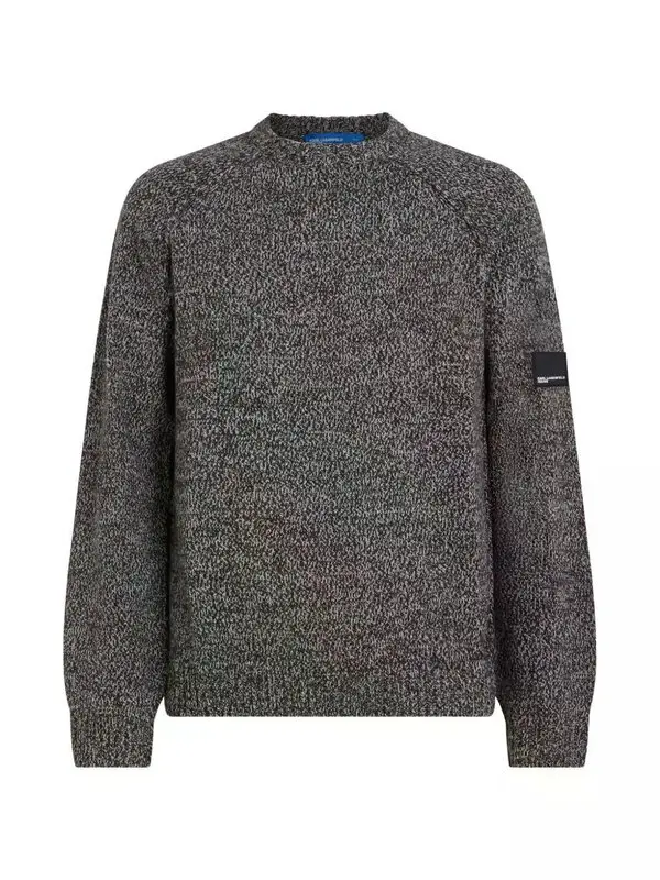 Karl Lagerfeld Melange-knit Raglan-sleeve Sweater - Grey