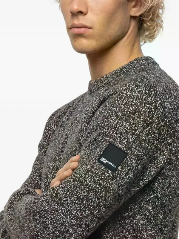 Karl Lagerfeld Melange-knit Raglan-sleeve Sweater