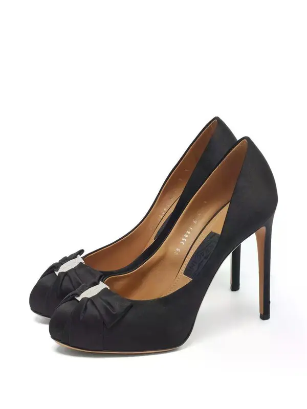 FERRAGAMO Satin Bow Detail Platform Pumps