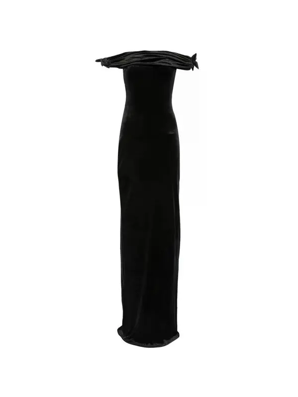 TWENTY FOURHAITCH Zoran Off-shoulder Maxi Dress - Black