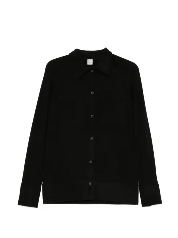 TOTEME Fine Knit Button-up Shirt - Black