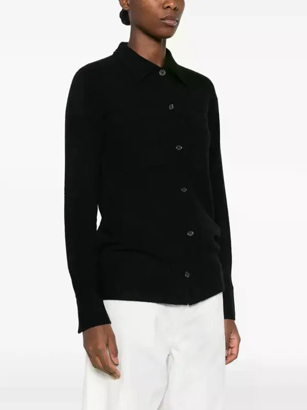 TOTEME Fine Knit Button-up Shirt - Black