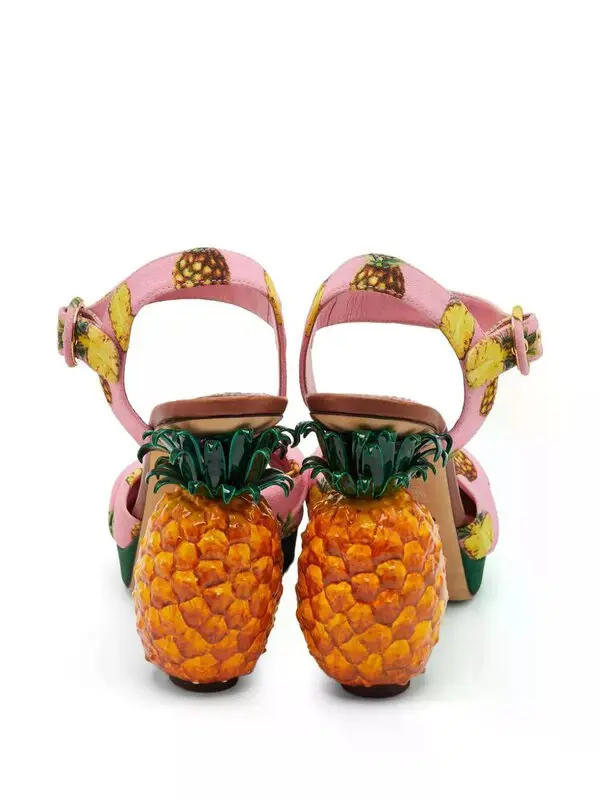 Dolce & Gabbana Pineapple Print Sculptural Heel Sandals