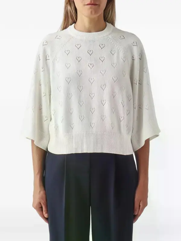 TWINSET Heart-pointelle Raglan-sleeve Knit - White