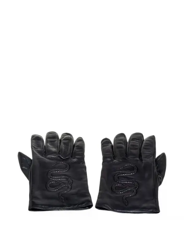 Gucci Snake-embossed Gloves - Black