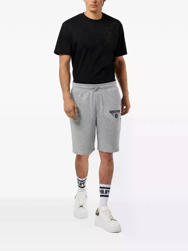 Philipp Plein Fleece Shorts With "greatness" Print