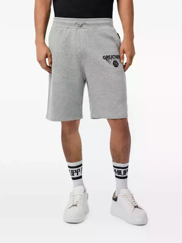 Philipp Plein Fleece Shorts With "greatness" Print