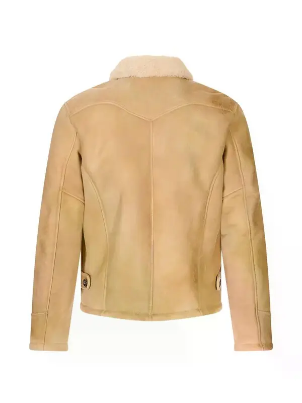 STEWART Shearling-collar Leather Jacket - Brown