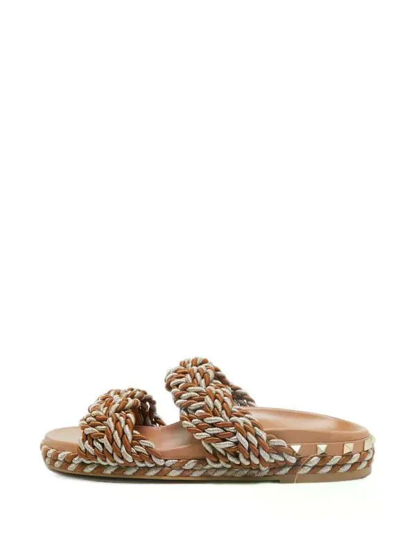 Valentino Garavani Rockstud Rope Sandals - Brown