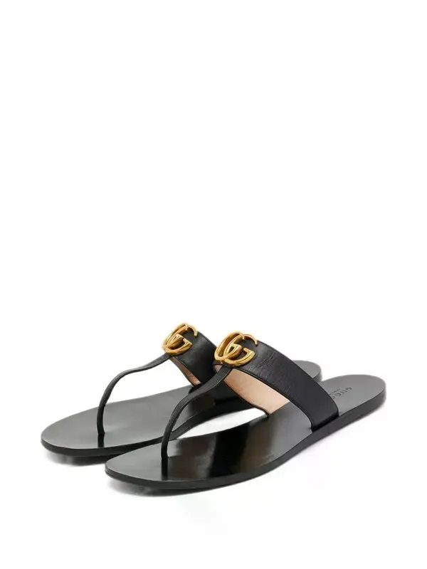 Gucci Double G Thong Flat Sandals - Black